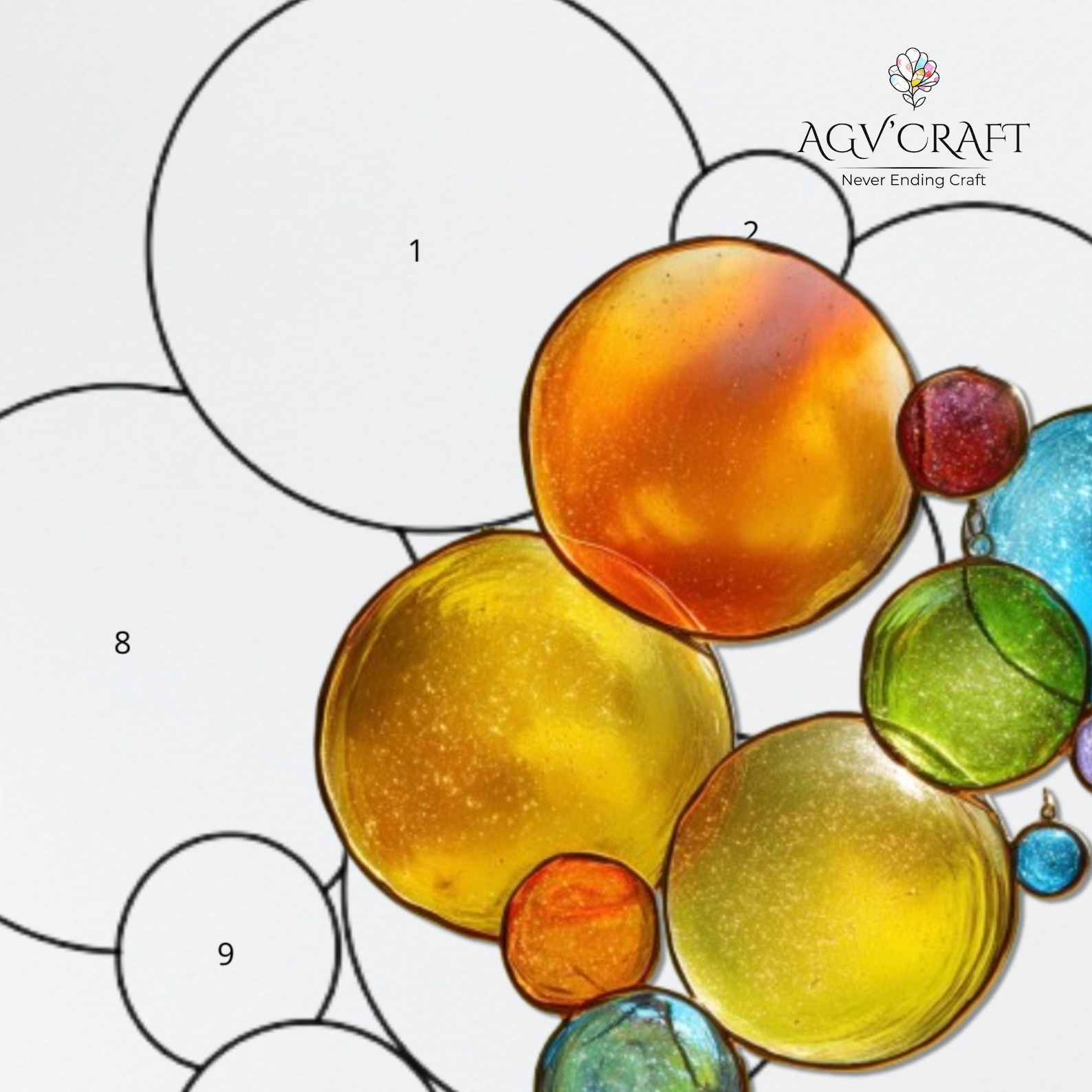 Rainbow Bubbles Stained Glass Pattern, Rainbow Bubbles Suncatcher ...