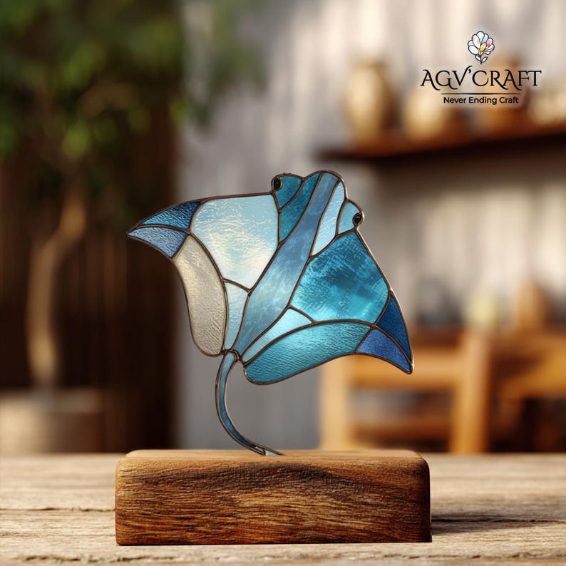 Stingray Stained Glass Pattern, Stingray Fish Suncatcher, Stingray ...
