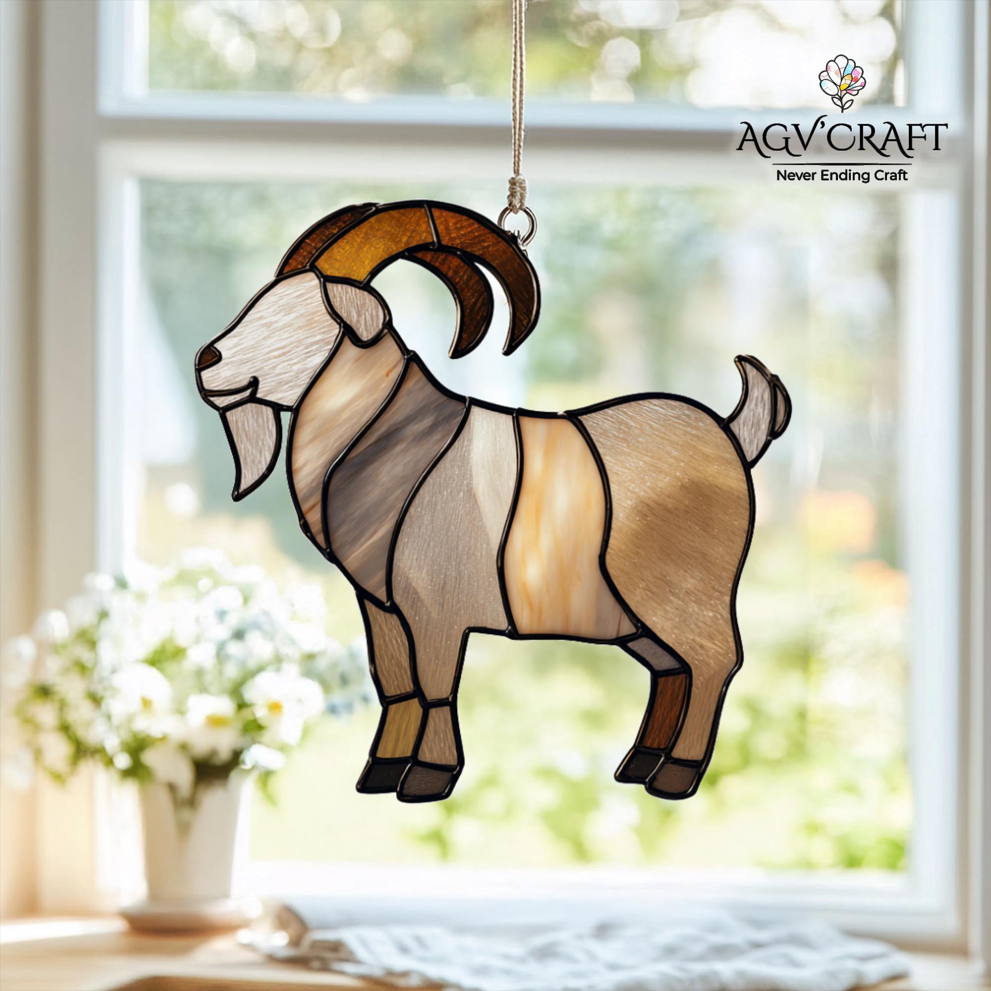 Goat Stained Glass Pattern, Lamb Suncatcher Template, Goat Stained ...