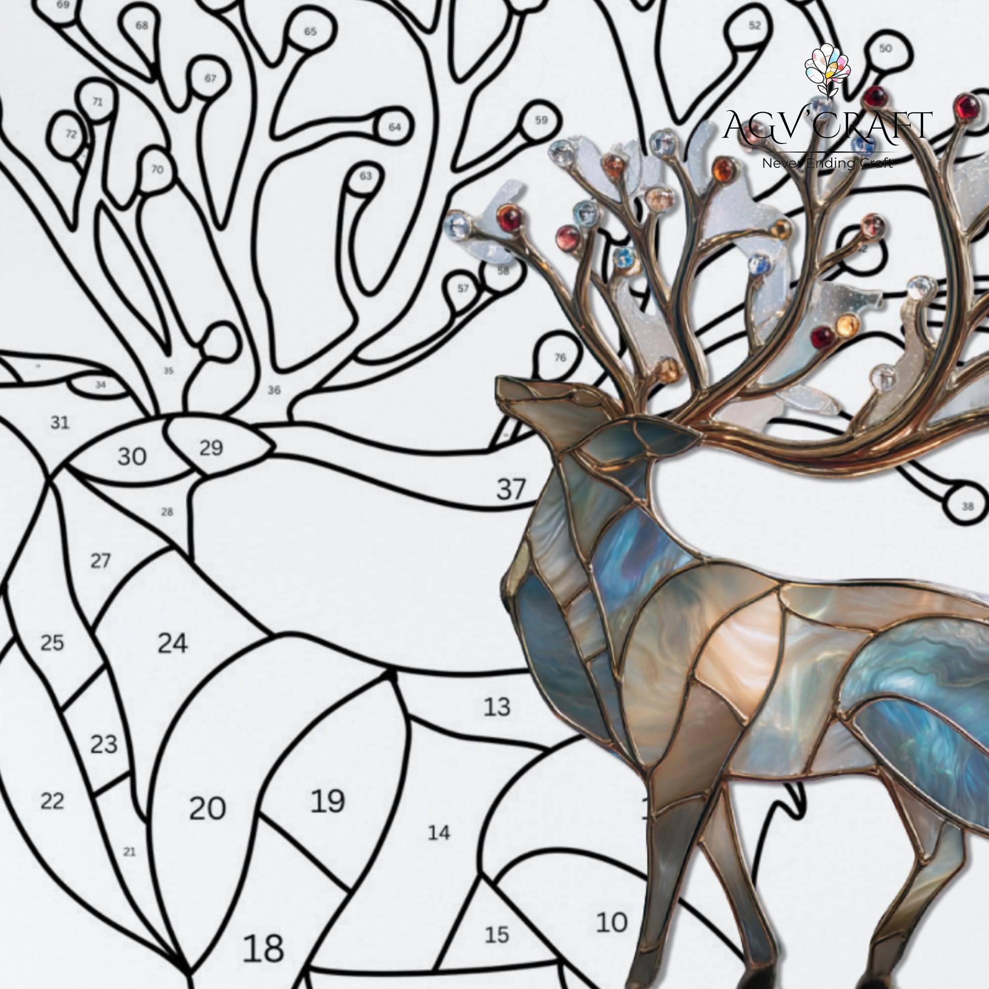 Elegant Reindeer Stained Glass Pattern, Reindeer Suncatcher, Winter ...