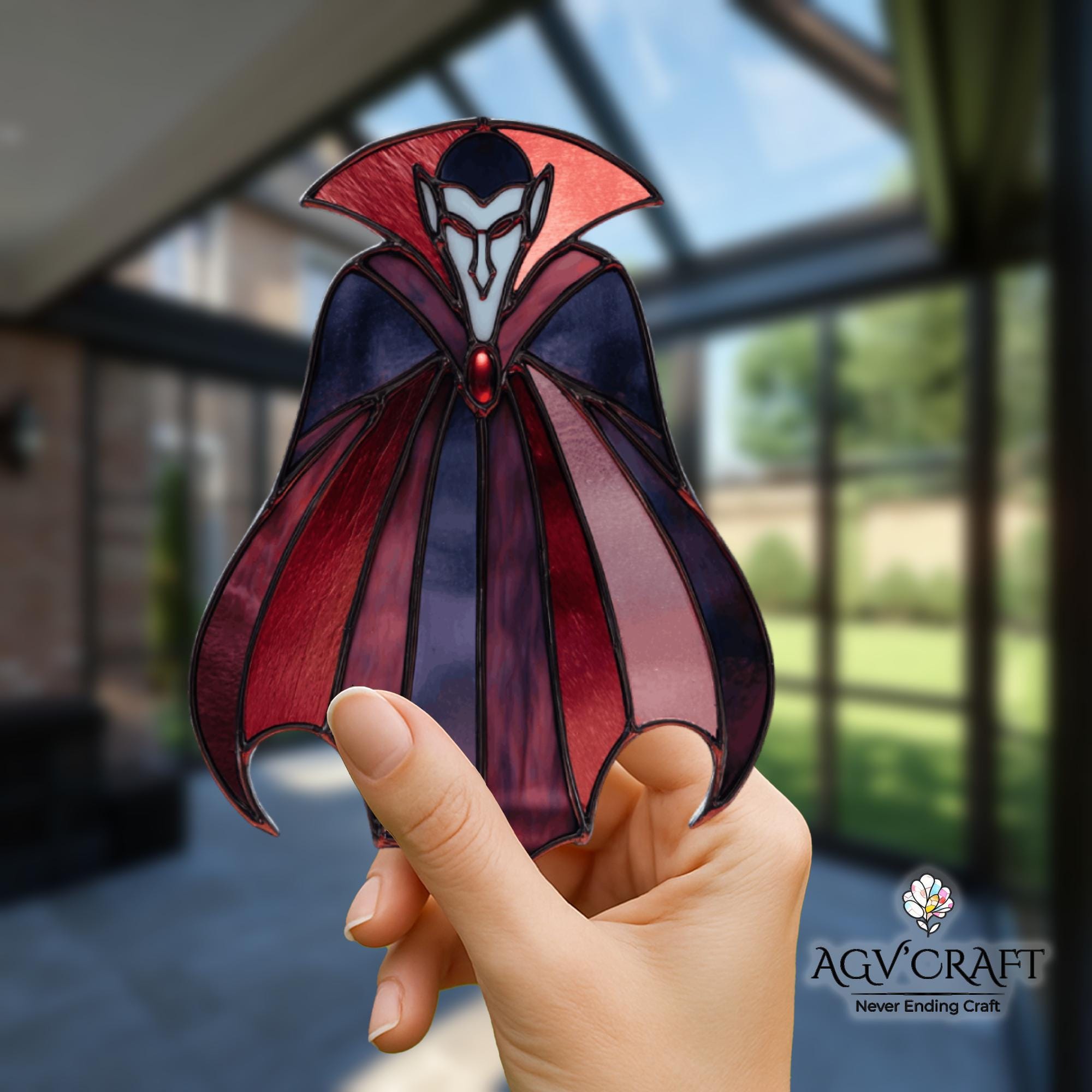 Vampire Stained Glass Pattern, Dracula Suncatcher Template, Home Decor ...