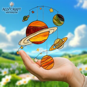 Solar System Stained Glass Pattern, Space Art Suncatcher, Space Stained ...