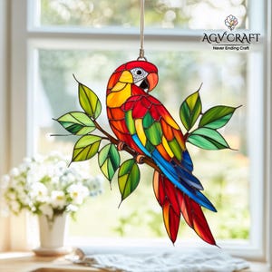 Parrot Bird Stained Glass Pattern, Bird Stained Glass Pattern, Bird ...