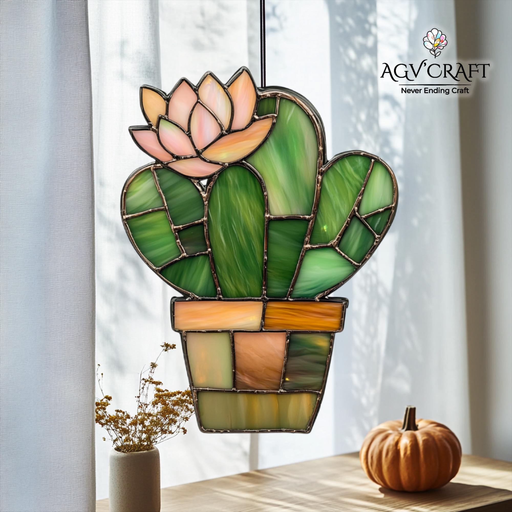 Cactus Stained Glass Pattern, Succulent Stained Glass Pattern, Cactus ...