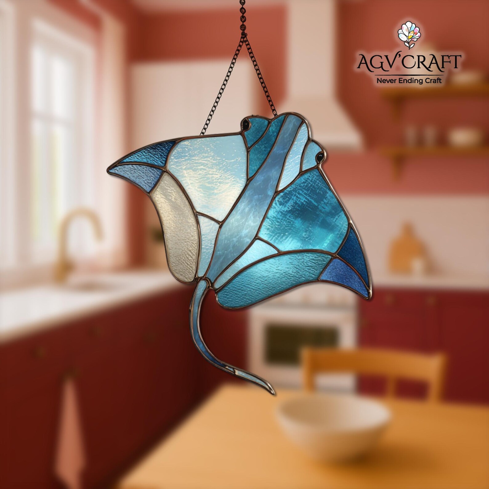 Stingray Stained Glass Pattern, Stingray Fish Suncatcher, Stingray ...