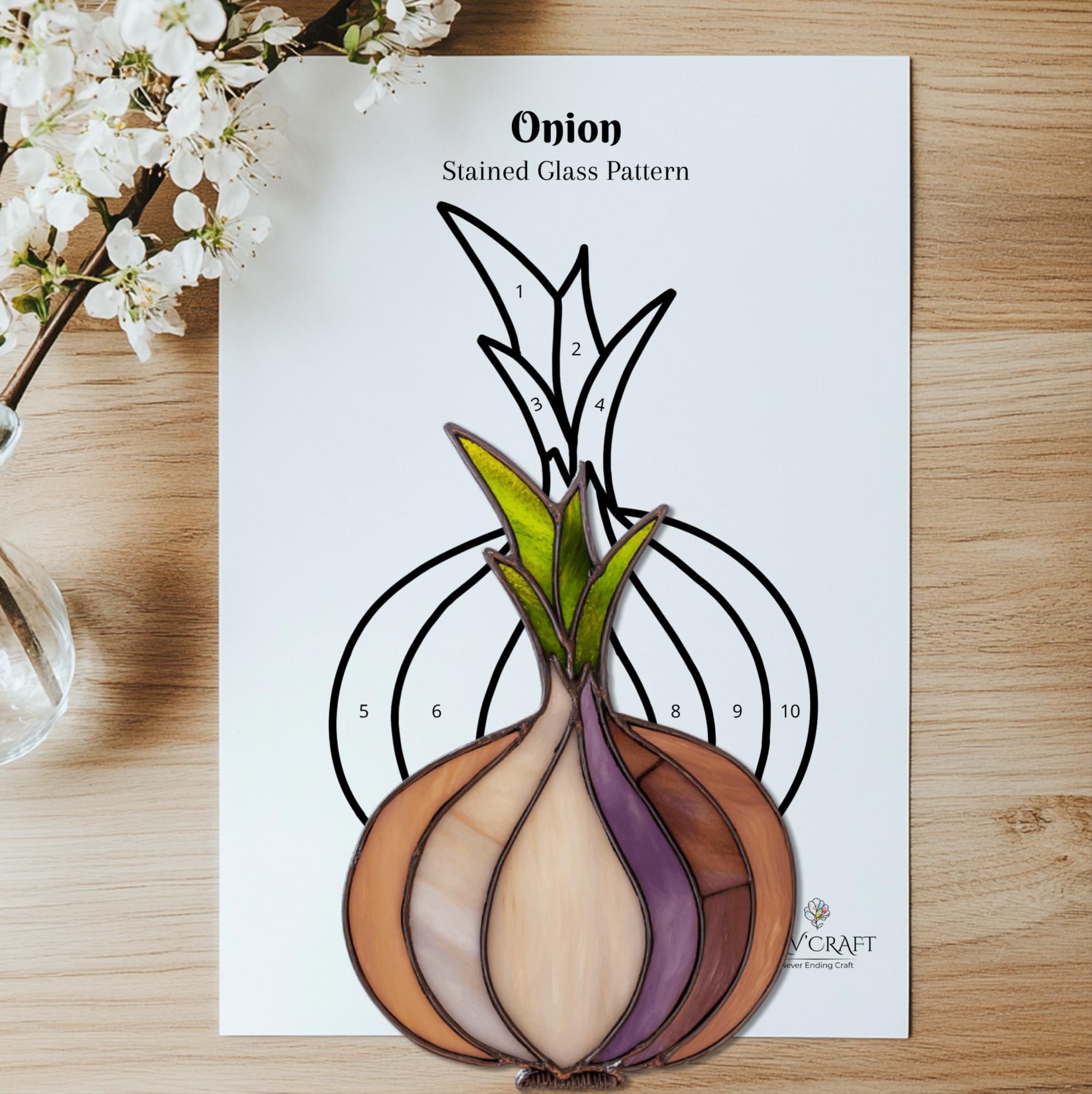 Onion Stained Glass Pattern, Onion Suncatcher, Gardener Gift, Home ...