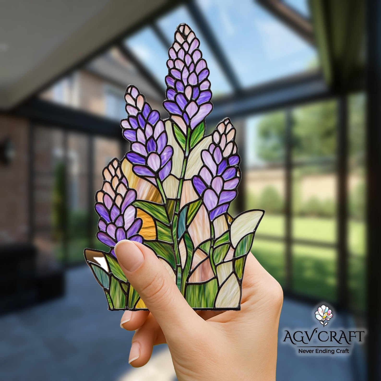 Lupine Flower Suncatcher Stained Glass Pattern (PDF), Flower Suncatcher ...