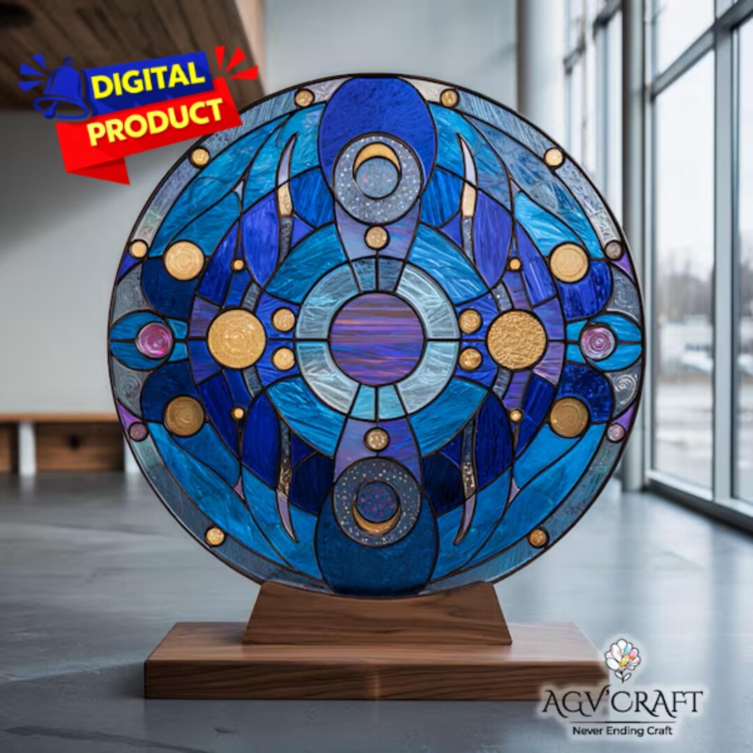 Cosmic Dream Stained Glass Pattern, Celestial Suncatcher, Home Decor ...