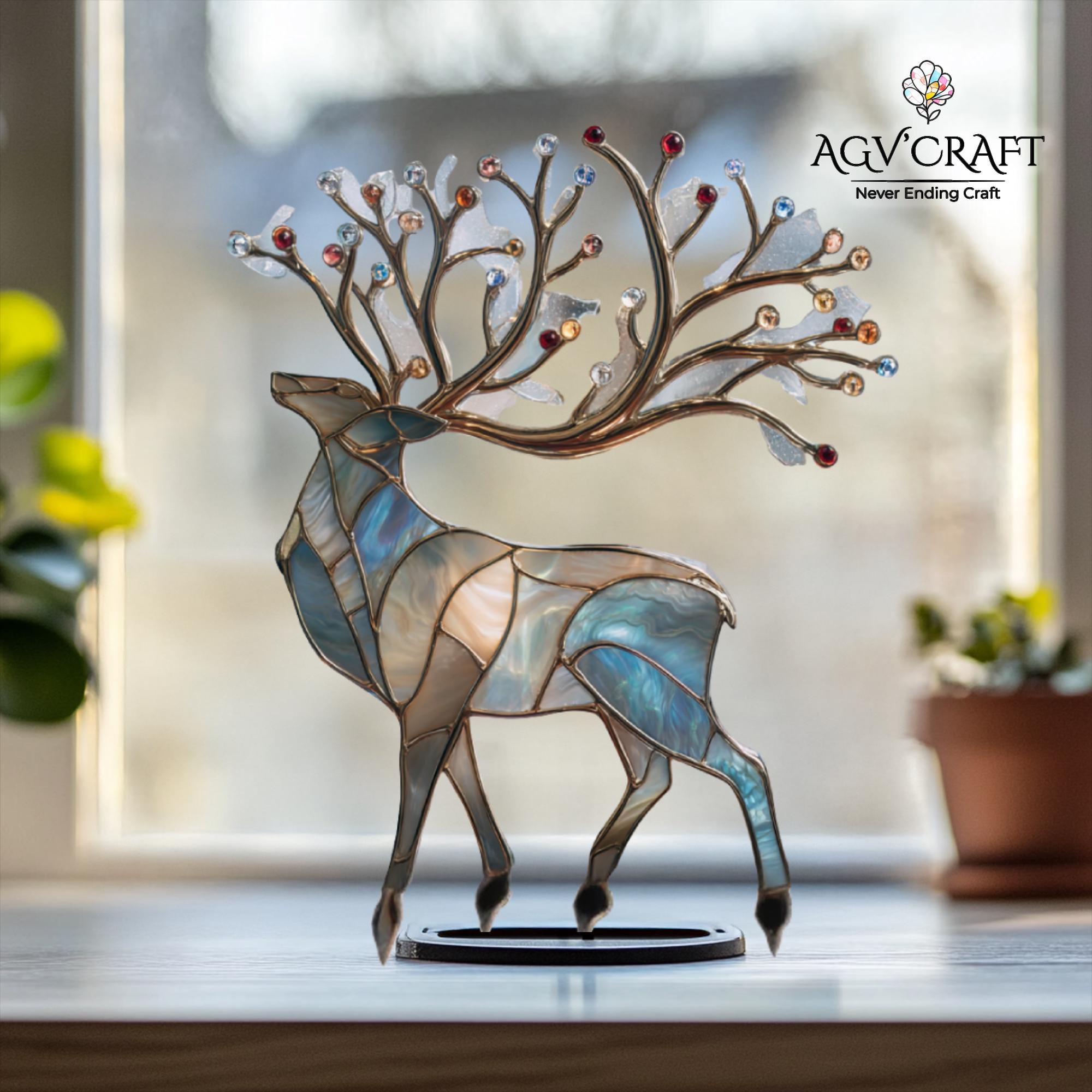 Elegant Reindeer Stained Glass Pattern, Reindeer Suncatcher, Winter ...