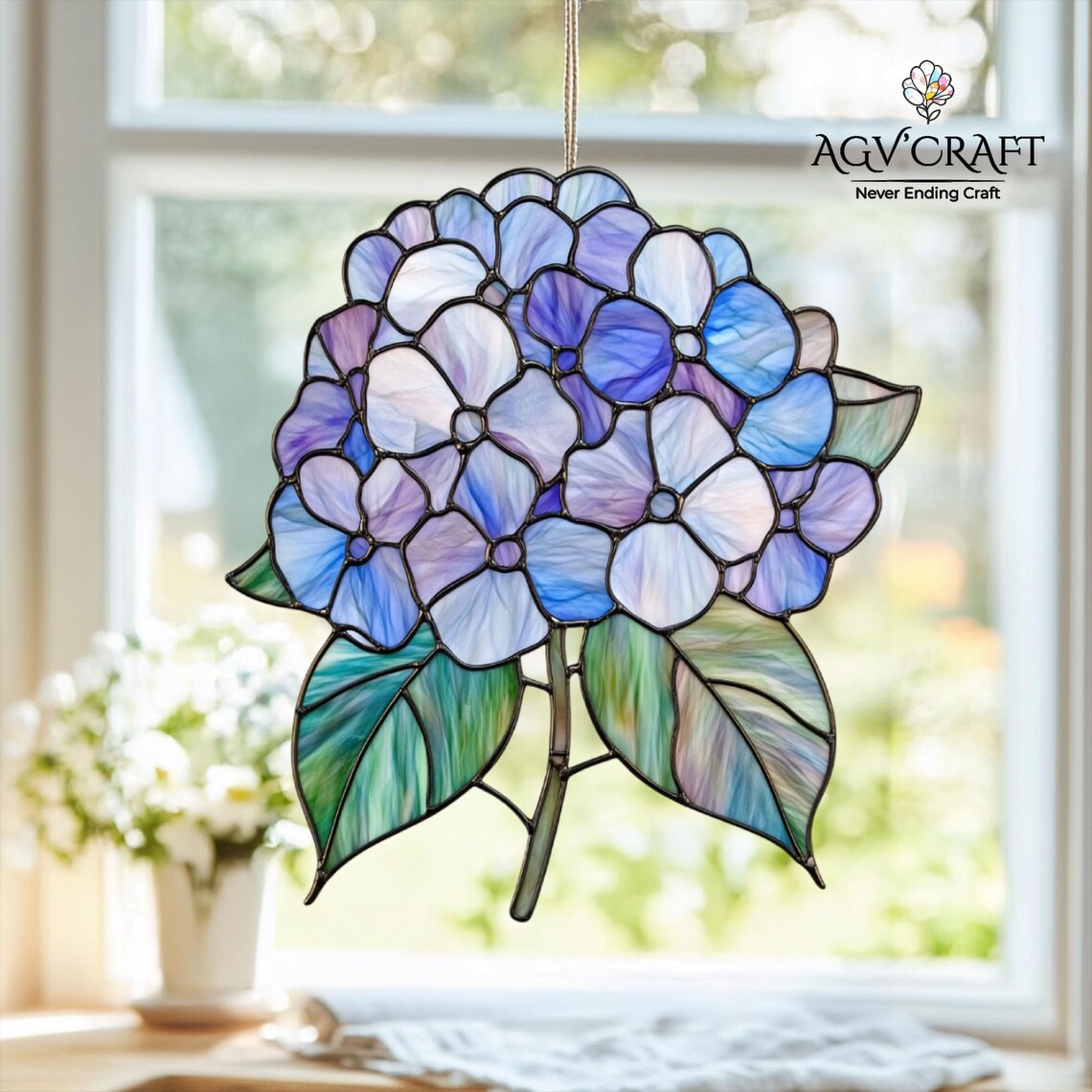Hydrangea Stained Glass Pattern, Flower Gifts Stained Glass Pattern ...