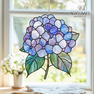 Hydrangea Stained Glass Pattern, Flower Gifts Stained Glass Pattern ...