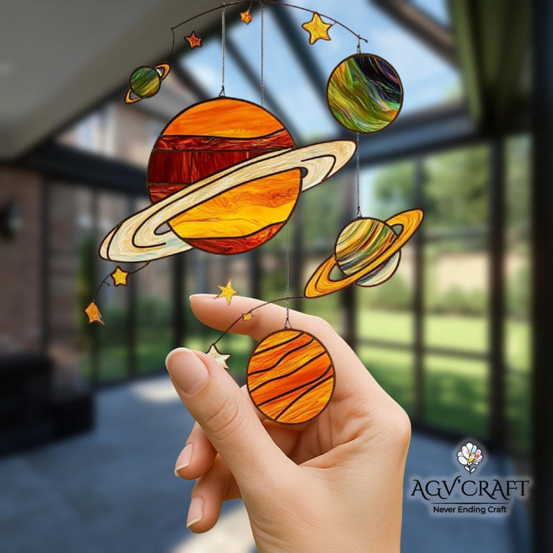 Solar System Stained Glass Pattern, Space Art Suncatcher, Space Stained ...