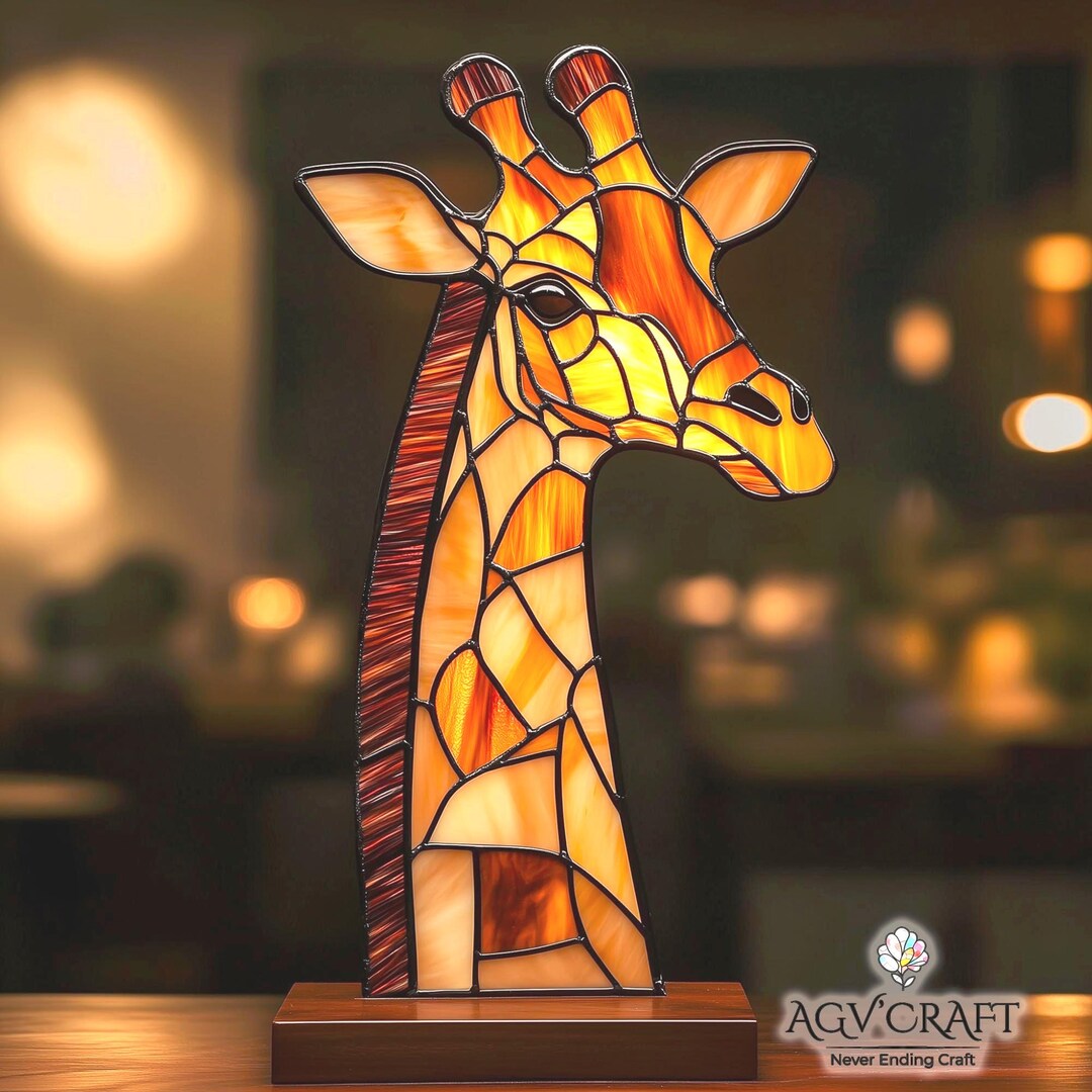 Giraffe Portrait Stained Glass Pattern, Giraffe Head Suncatcher ...