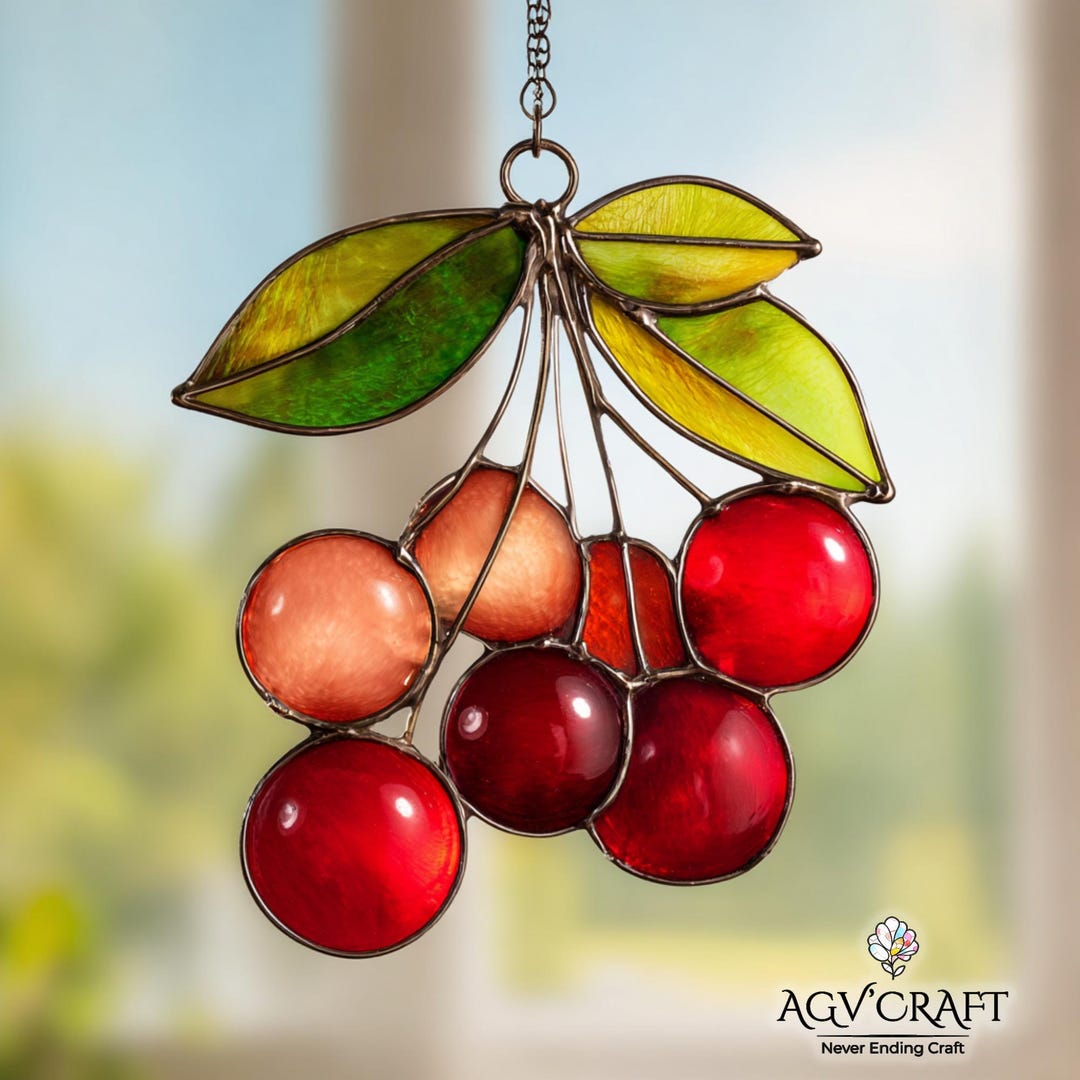 Cranberry Stained Glass Pattern, Cranberry Suncatcher, Red Berries ...
