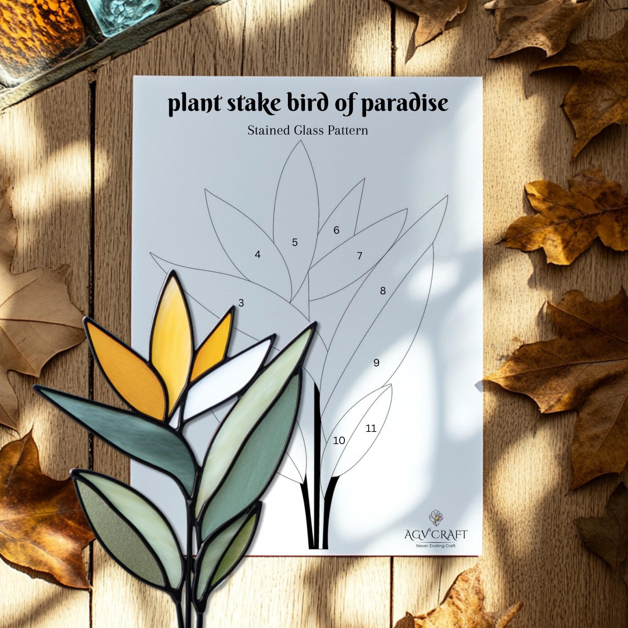 Bird of Paradise Stained Glass Plant Stakes Pattern, Bird of Paradise ...