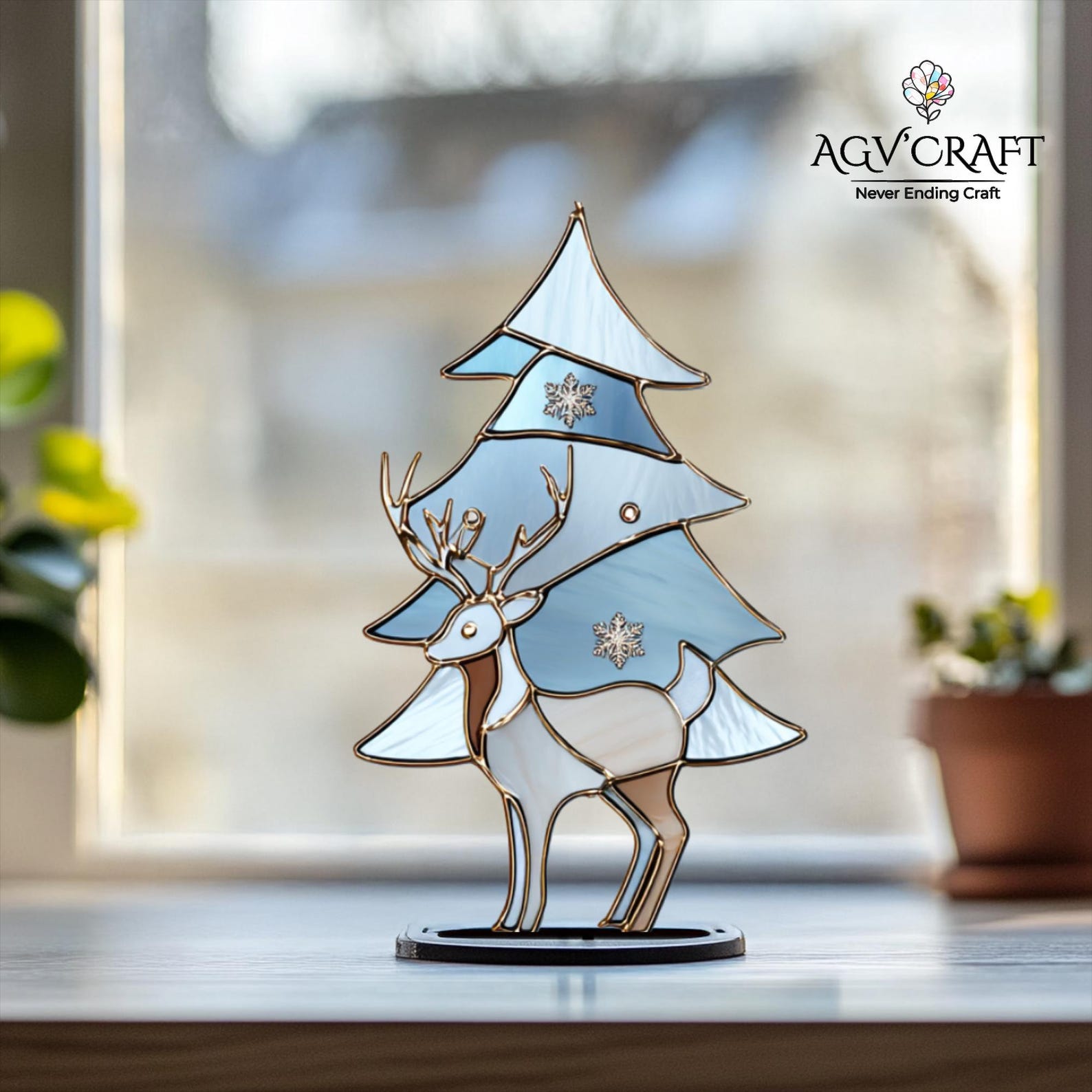 Winter Stained Glass Pattern, Winter Season Suncatcher, Snow Fall ...