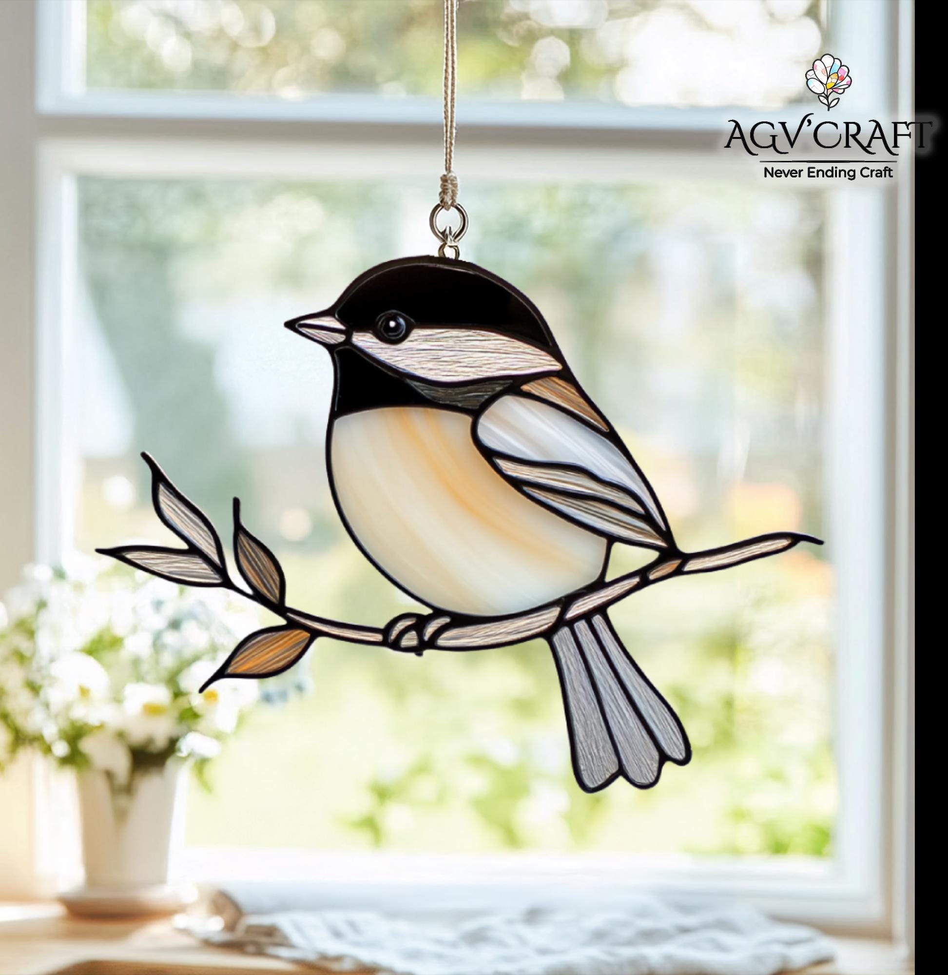 Chickadee Stained Glass Pattern, Bird Stained Glass Pattern, Bird ...
