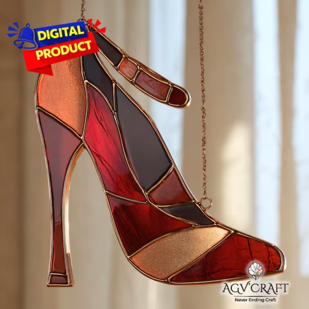 High Heels Stained Glass Pattern, Women Heels Suncatcher, Shoes Stained ...