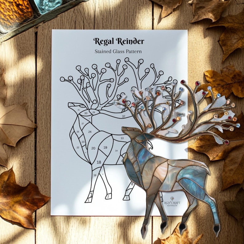 Elegant Reindeer Stained Glass Pattern, Reindeer Suncatcher, Winter ...