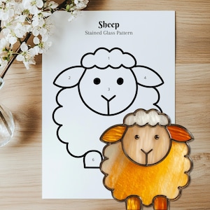 Sheep Stained Glass Pattern, Sheep Suncatcher, Goat Stained Glass ...