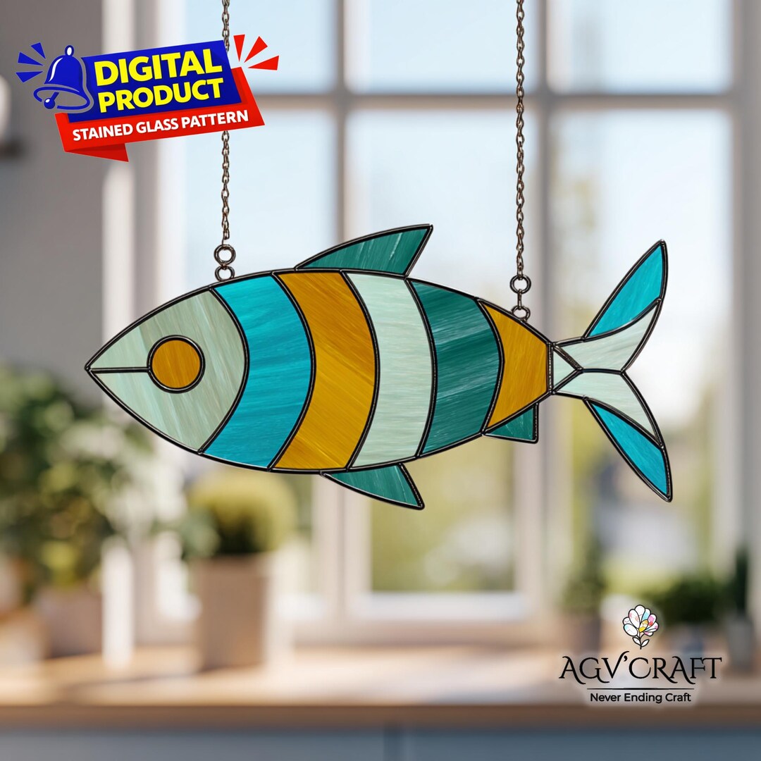 Sardines Queen Stained Glass Pattern, Sardines Suncatcher Template ...
