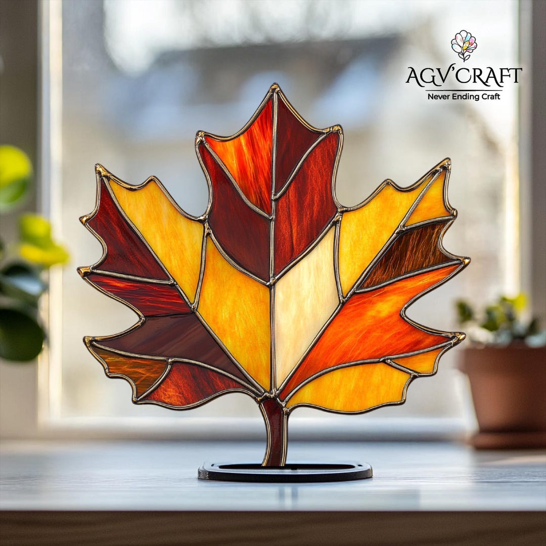 Maple Stained Glass Pattern, Maple Leaf Stained Glass Pattern, Autumn ...
