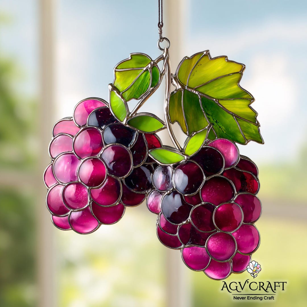 Blackberry Stained Glass Pattern, Blackberry Suncatcher, Berries ...