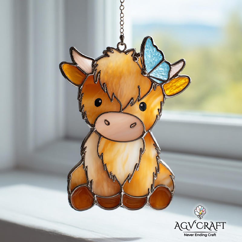 Stained Glass Cow - Etsy