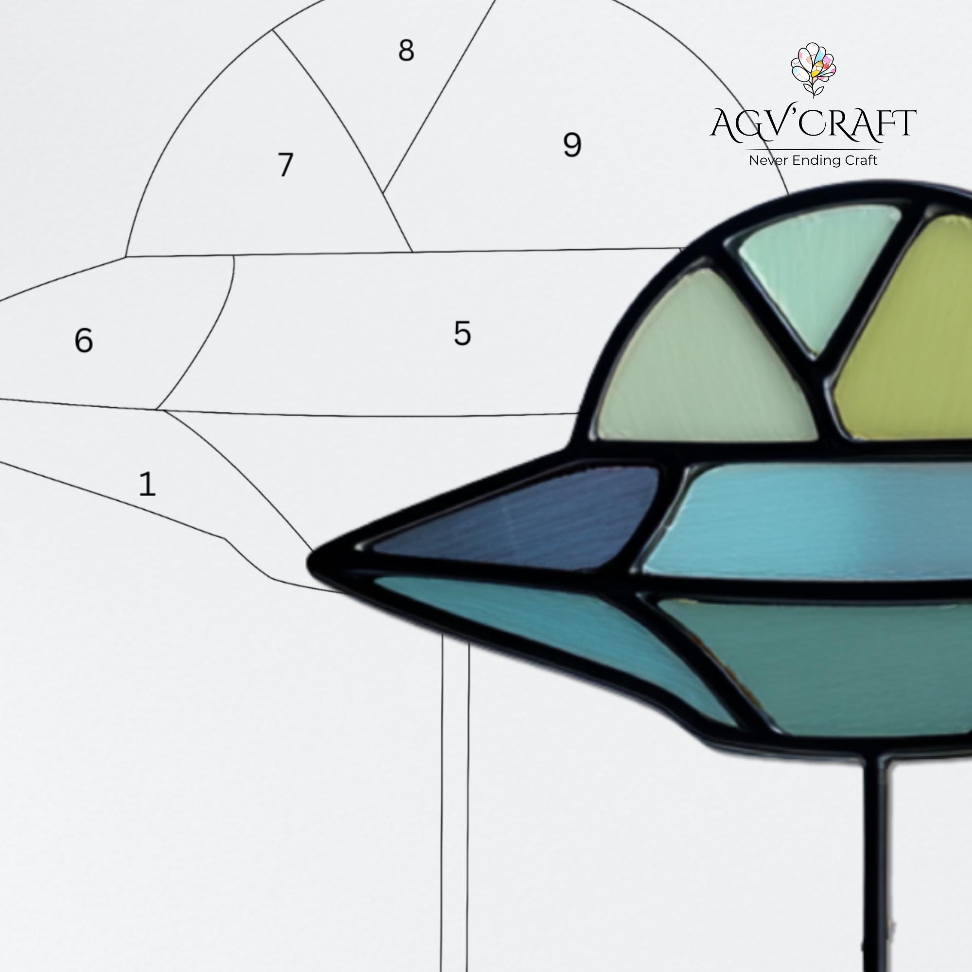 UFO Plant Stakes Stained Glass Pattern, UFO Suncatcher, Alien Stained ...