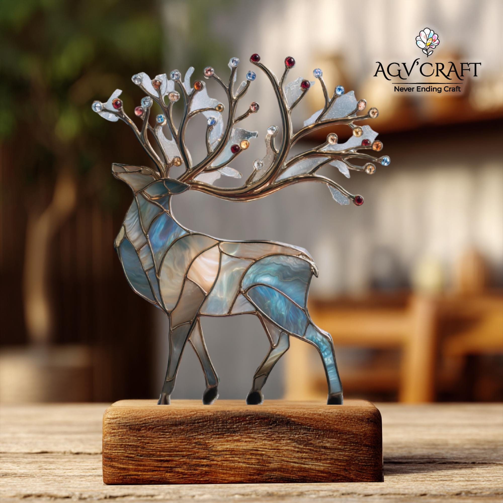 Elegant Reindeer Stained Glass Pattern, Reindeer Suncatcher, Winter ...
