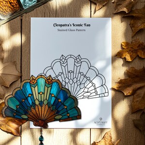 Cleopatra's Fan Stained Glass Pattern, Fan Suncatcher, Vintage Fan ...
