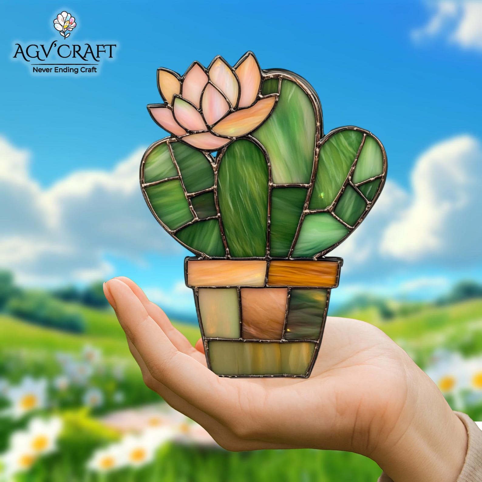 Cactus Stained Glass Pattern, Succulent Stained Glass Pattern, Cactus ...