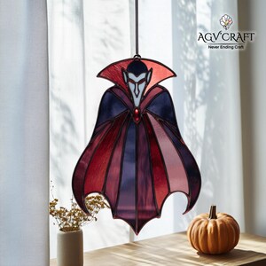 Vampire Stained Glass Pattern, Dracula Suncatcher Template, Home Decor ...