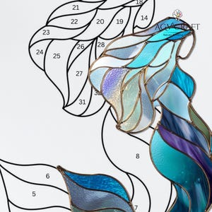 Mermaid Stained Glass Pattern, Mermaid Suncatcher, Under the Sea ...