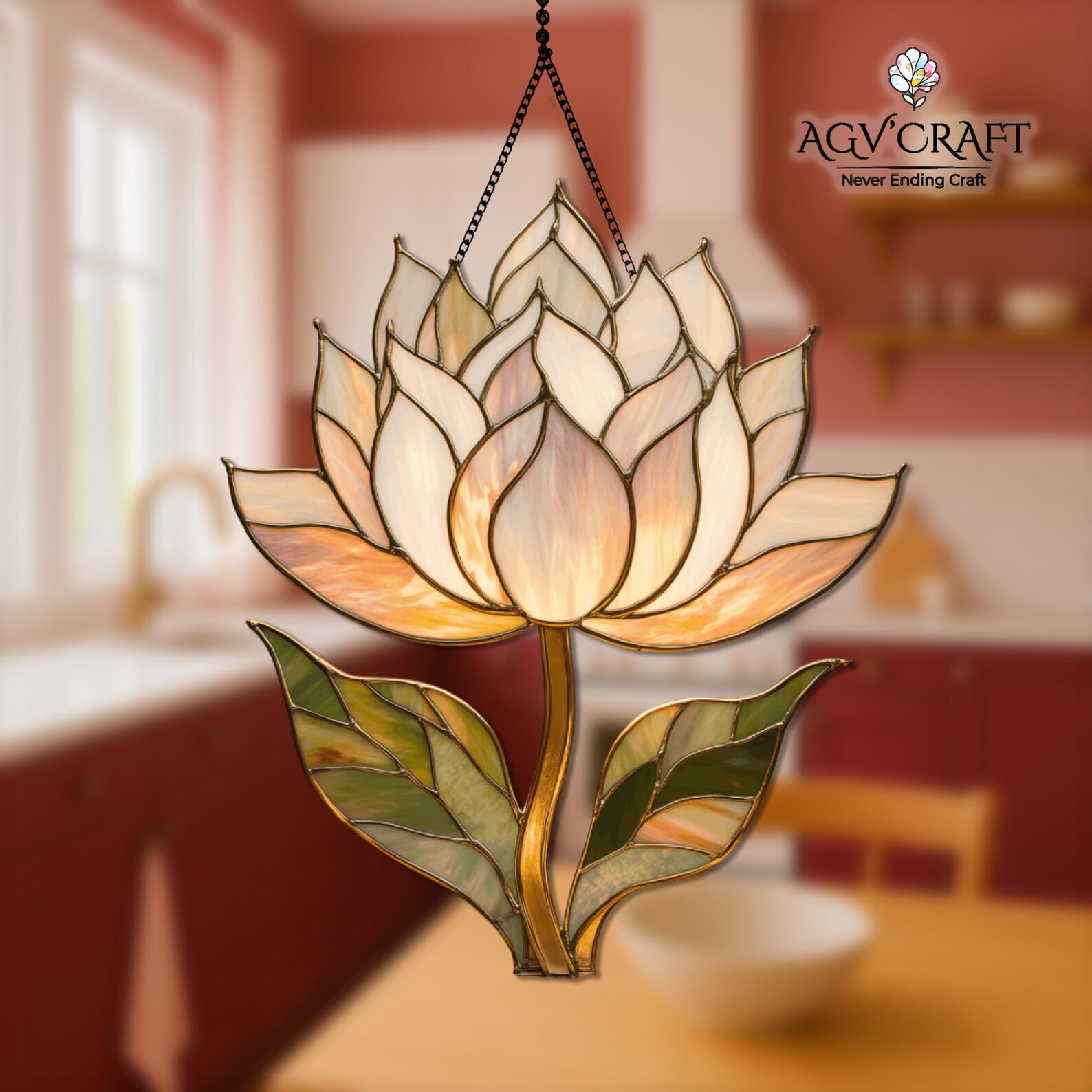 Blooming Lotus Stained Glass Pattern, Lotus Suncatcher, Fower Stained ...