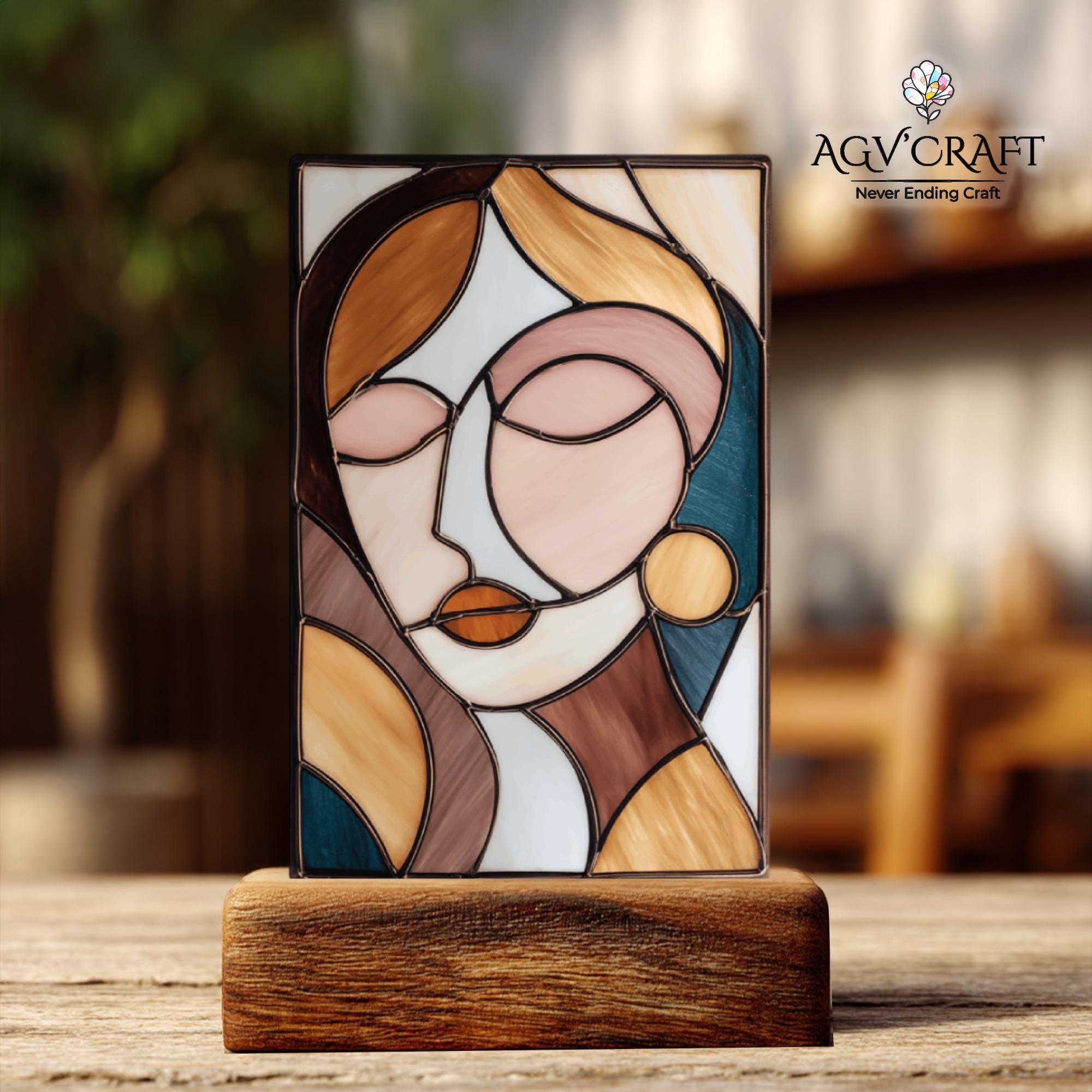 Girl Face Stained Glass Pattern, Woman Face Suncatcher, Woman Face ...