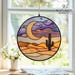 Desert Landscape Stained Glass Pattern, Rustic Suncatcher, Western Wild ...
