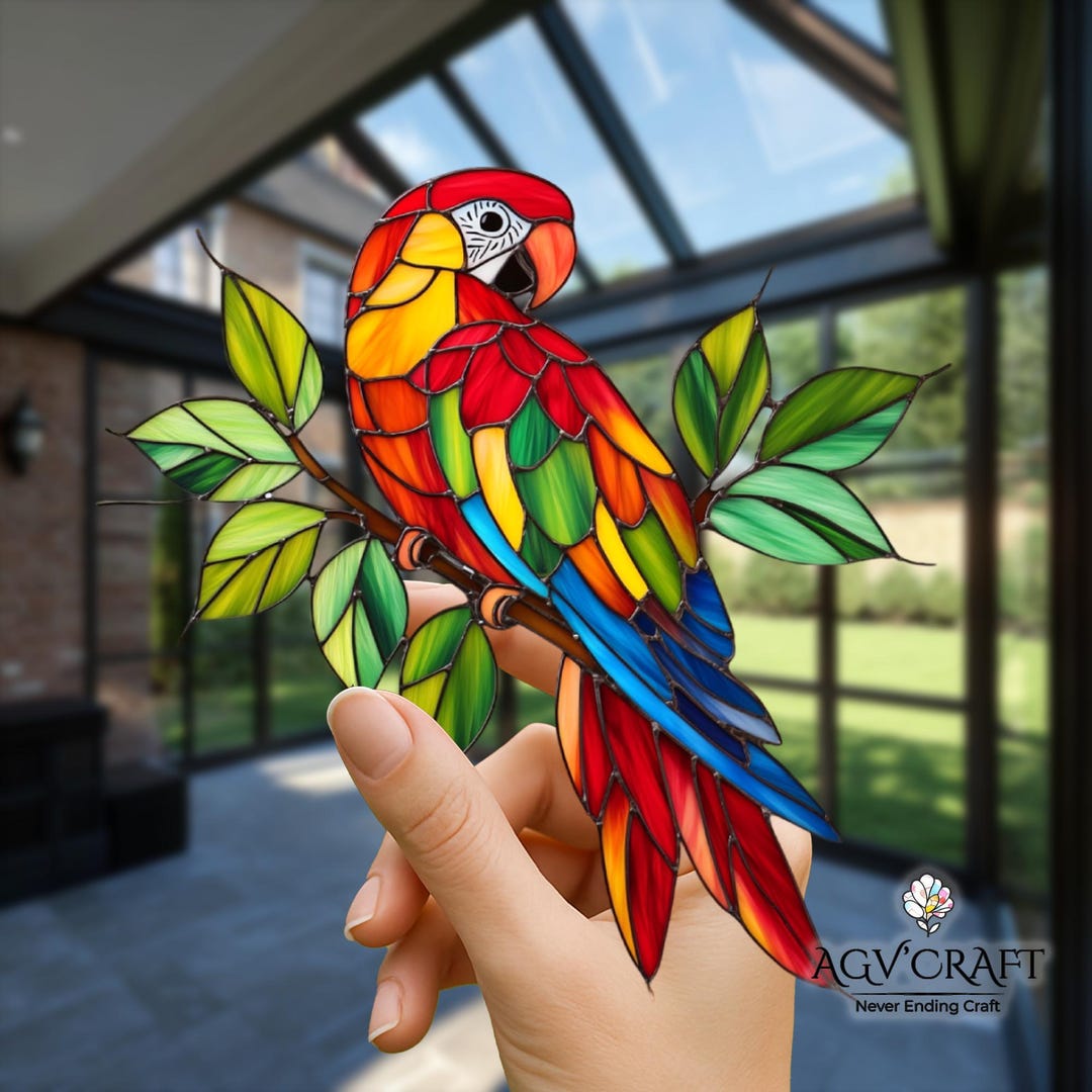 Parrot Bird Stained Glass Pattern, Bird Stained Glass Pattern, Bird ...