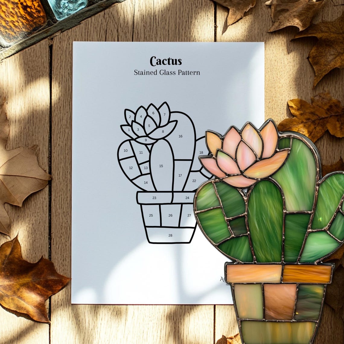 Cactus Stained Glass Pattern, Succulent Stained Glass Pattern, Cactus ...