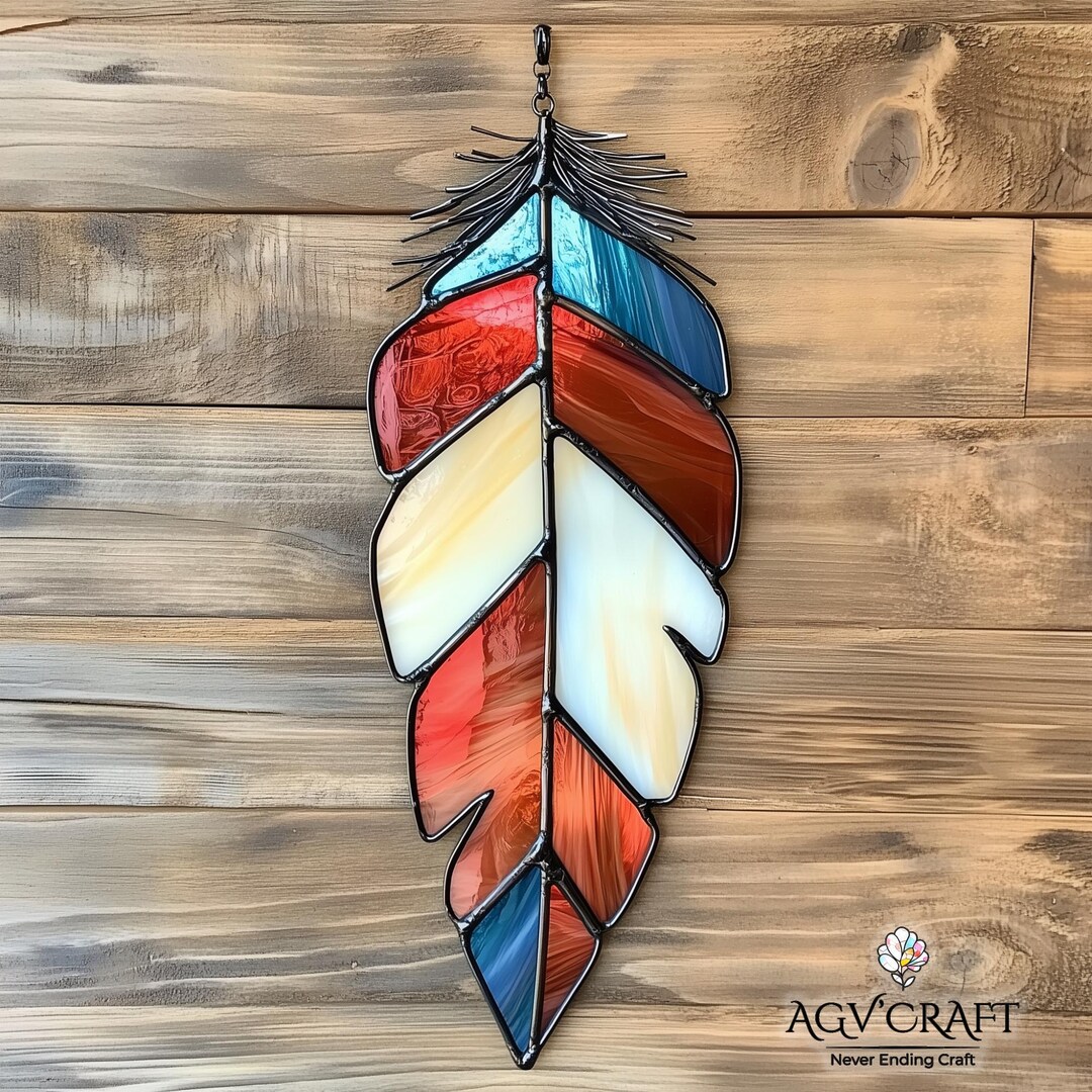 American Feather Stained Glass Pattern, Feather Suncatcher, Single ...