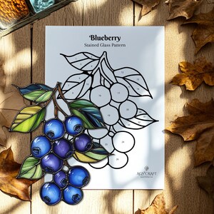 Blueberry Stained Glass Pattern, Blueberry Suncatcher, Fruits Stained ...