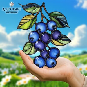 Blueberry Stained Glass Pattern, Blueberry Suncatcher, Fruits Stained ...
