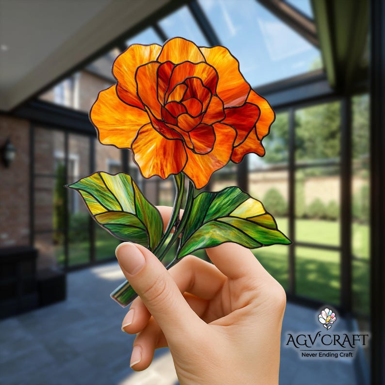 Marigold Flower Stained Glass Pattern, Birth Flower Stained Glass ...