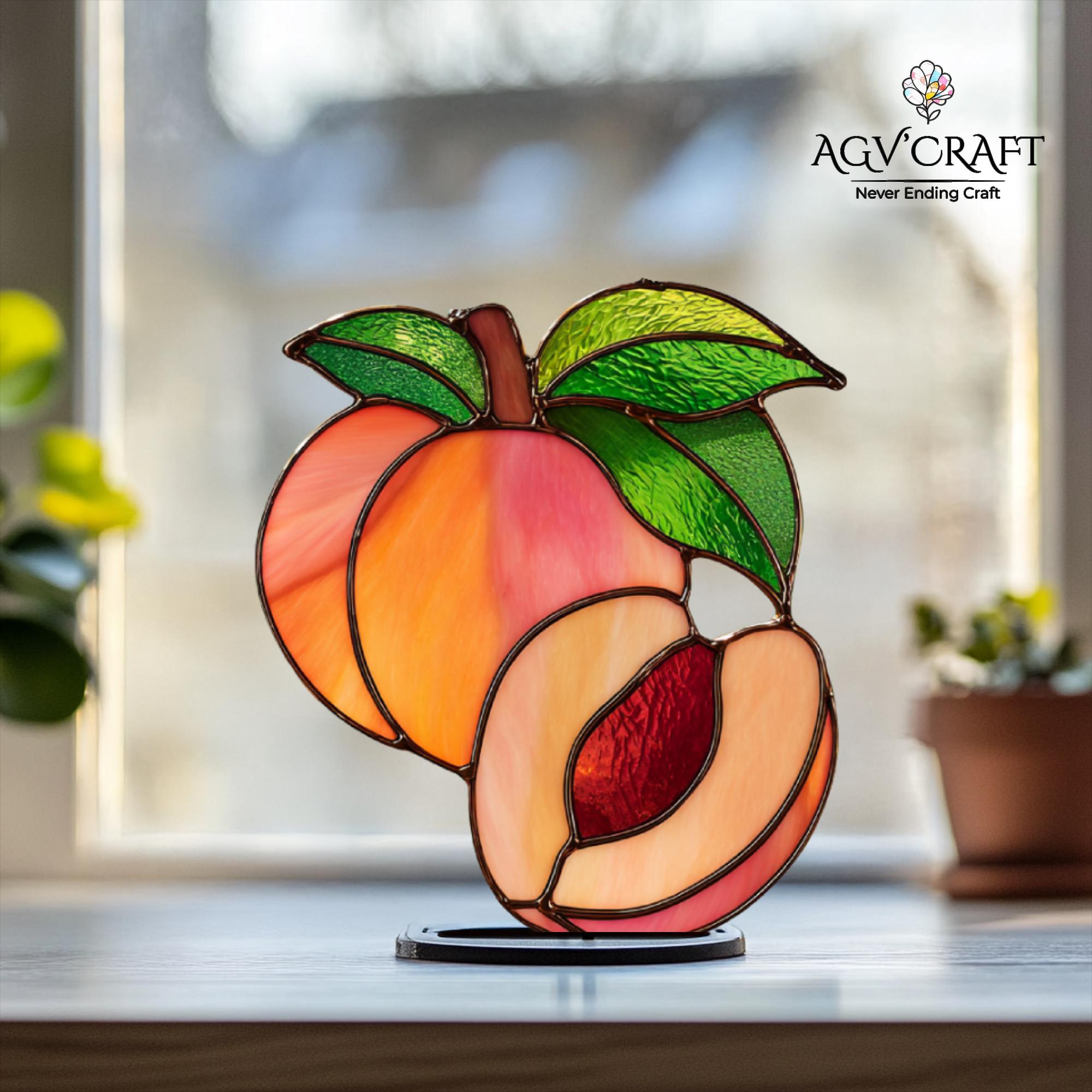 Peach Stained Glass Suncatcher Pattern, Fruit Window Decor (PDF Pattern ...