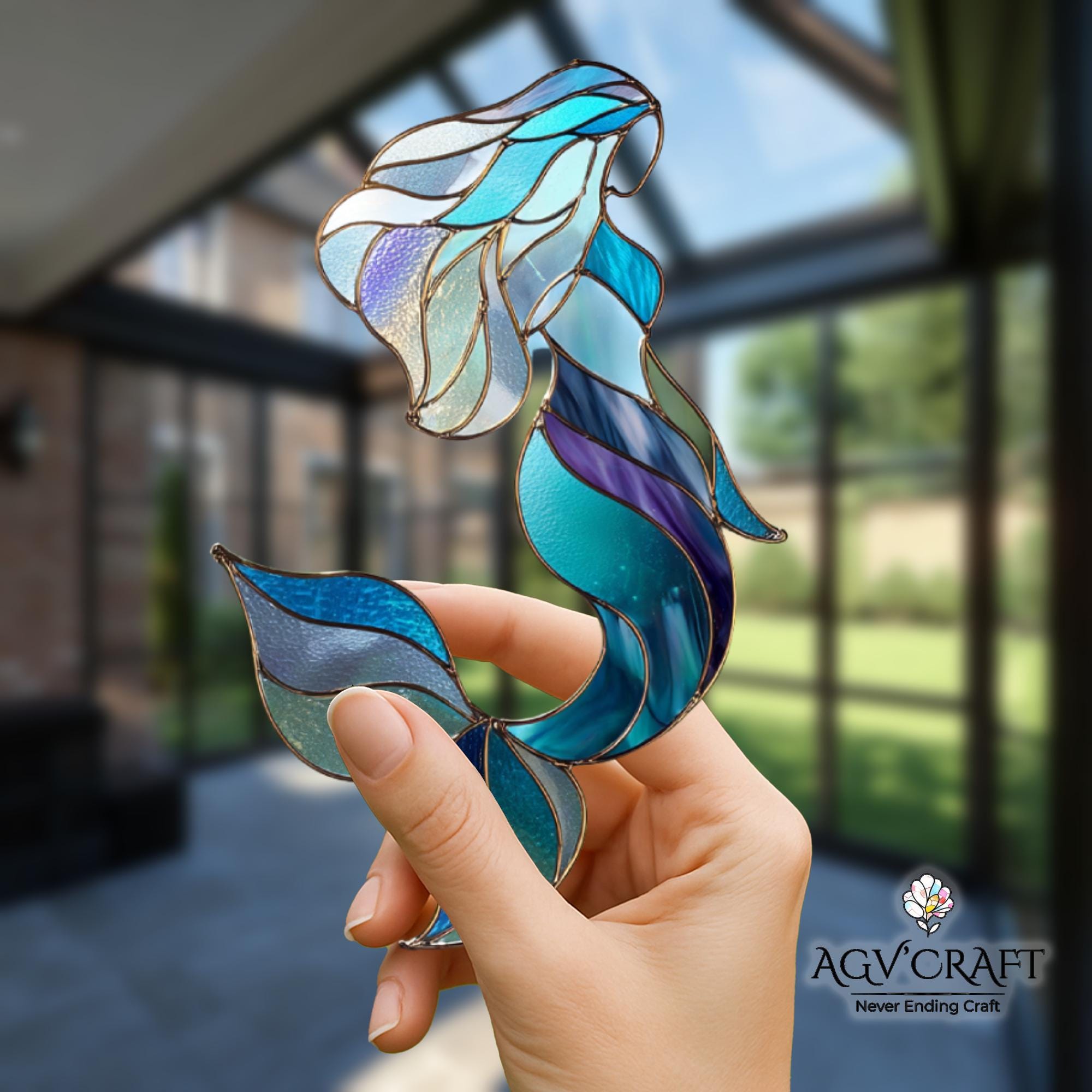 Mermaid Stained Glass Pattern, Mermaid Suncatcher, Under the Sea ...