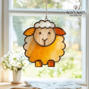 Sheep Stained Glass Pattern, Sheep Suncatcher, Goat Stained Glass ...