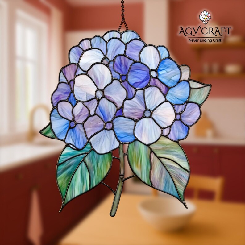 Hydrangea Stained Glass Pattern, Flower Gifts Stained Glass Pattern ...