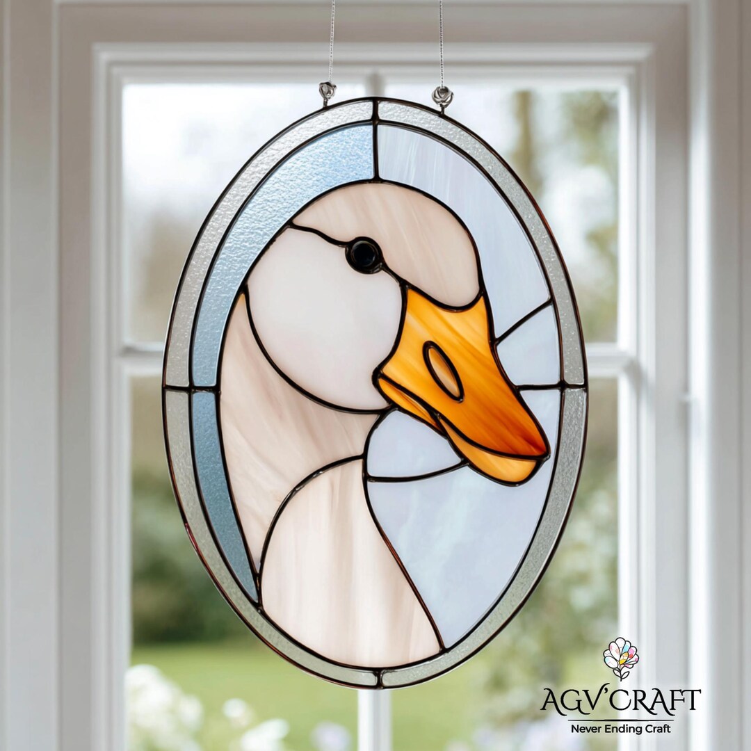 Goose Face Stained Glass Pattern, Goose Suncatcher, Silly Goose Stained ...