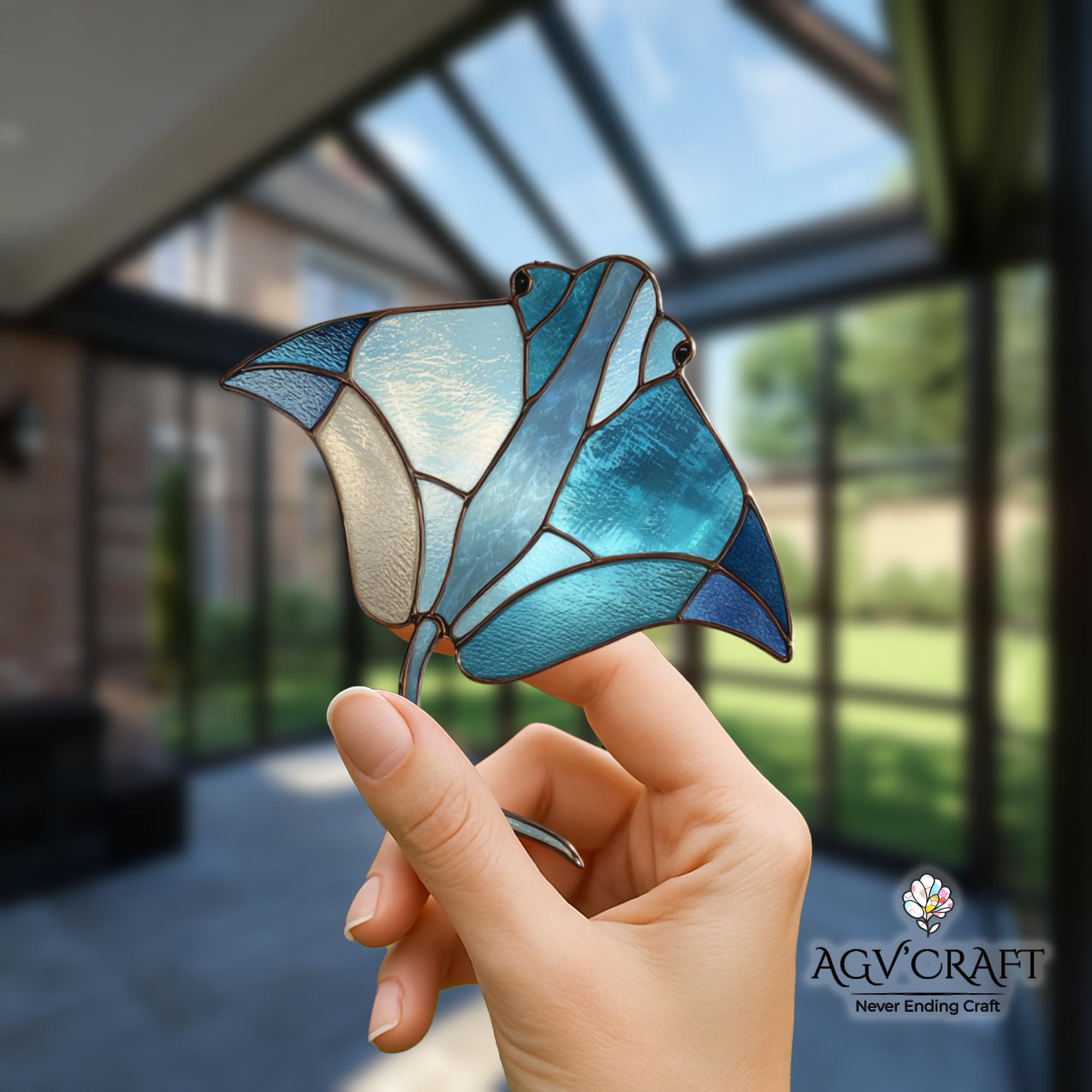 Stingray Stained Glass Pattern, Stingray Fish Suncatcher, Stingray ...