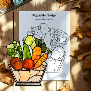 Vegetable Basket Stained Glass Pattern, Vegetable Suncatcher, Vegetable ...